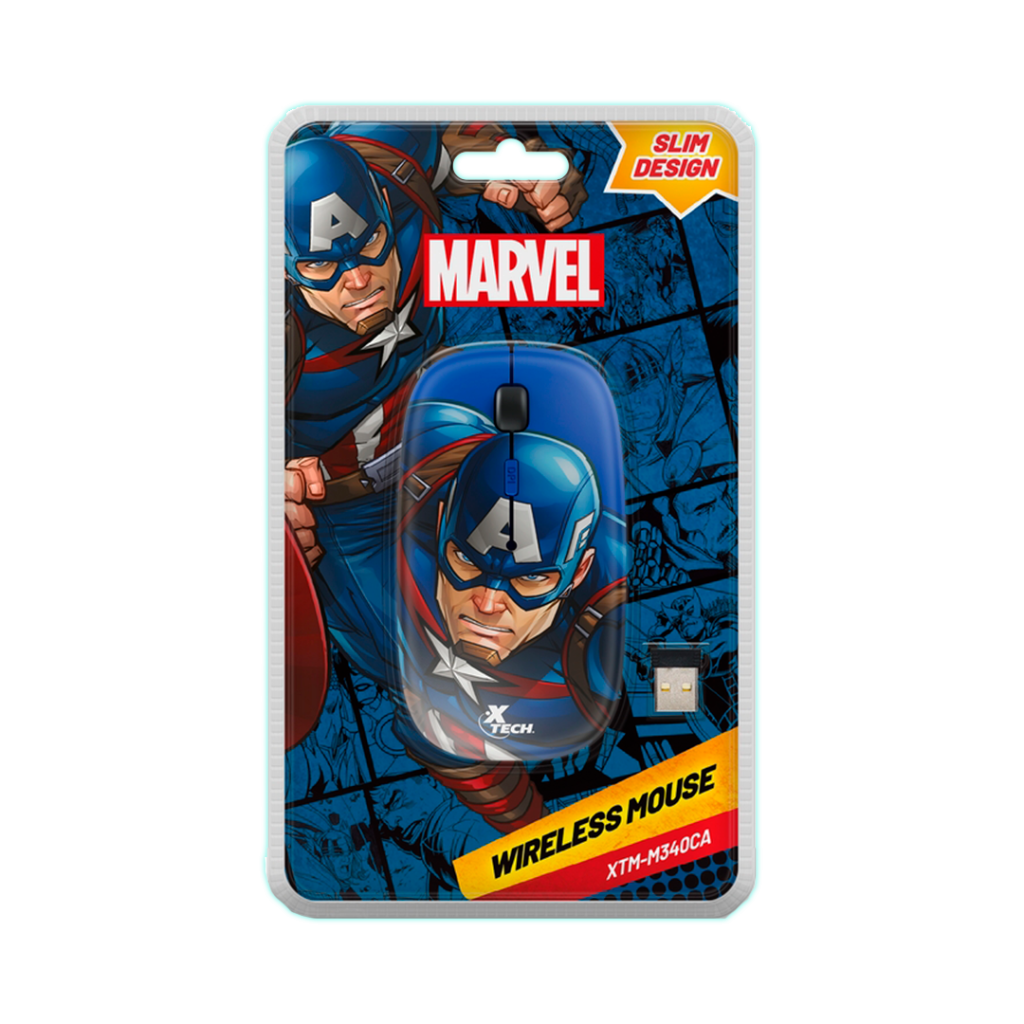 MOUSE WIRELESS XTECH XTM-M340CA MARVEL CAPITAN AMERICA 1600DPI ...